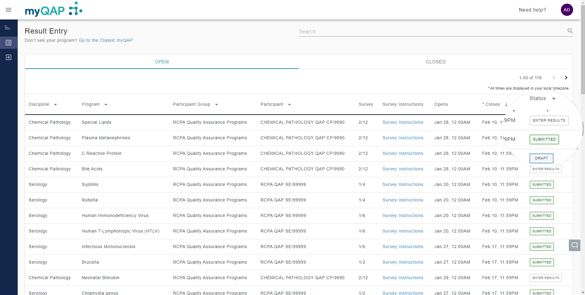 Navigating the Result Entry Screen - myQAP